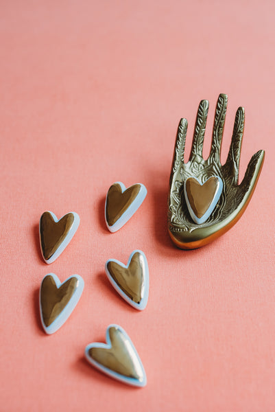 Set of two gold heart pin = Collab with Meg Does Pottery – maisoncorazon